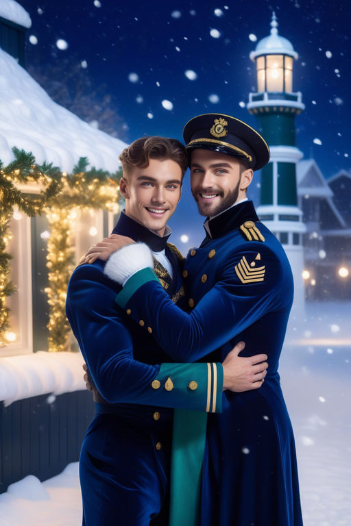 Two handsome skinny hairy sailor guys wearing velvet intrica... by In ...