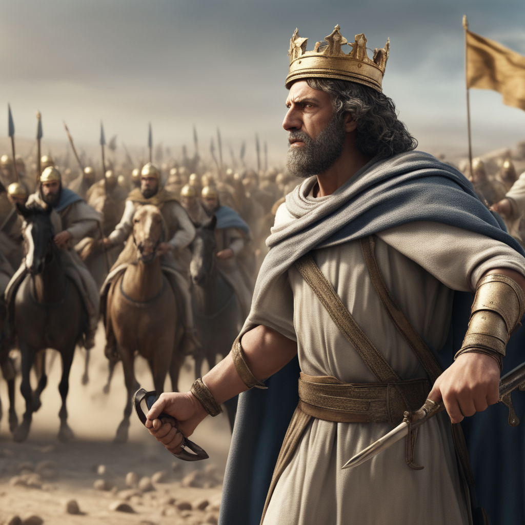 King Saul with leadership and courage with his army leading ... by ...