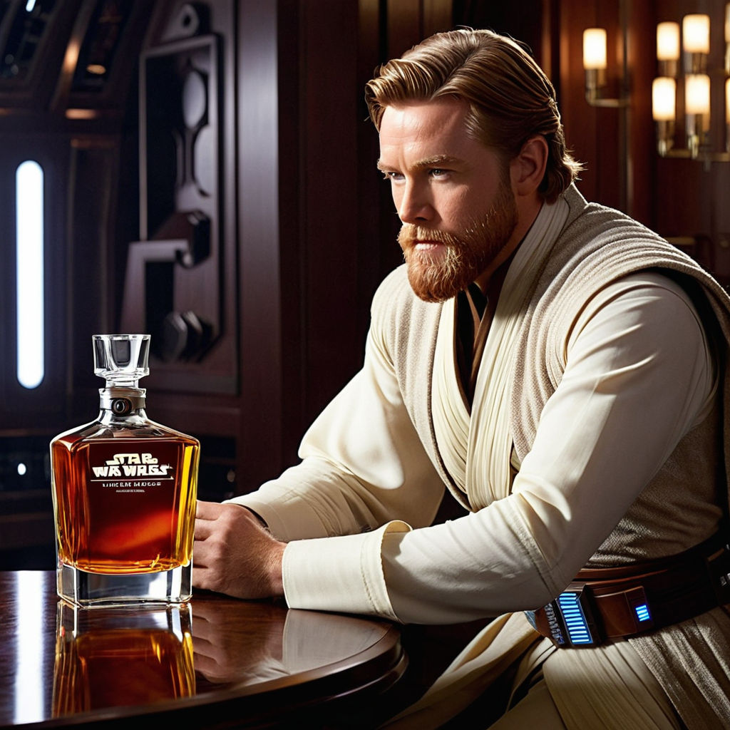 Star wars obi-wan tomando whisky jhonnie walker by sebastian ai ...