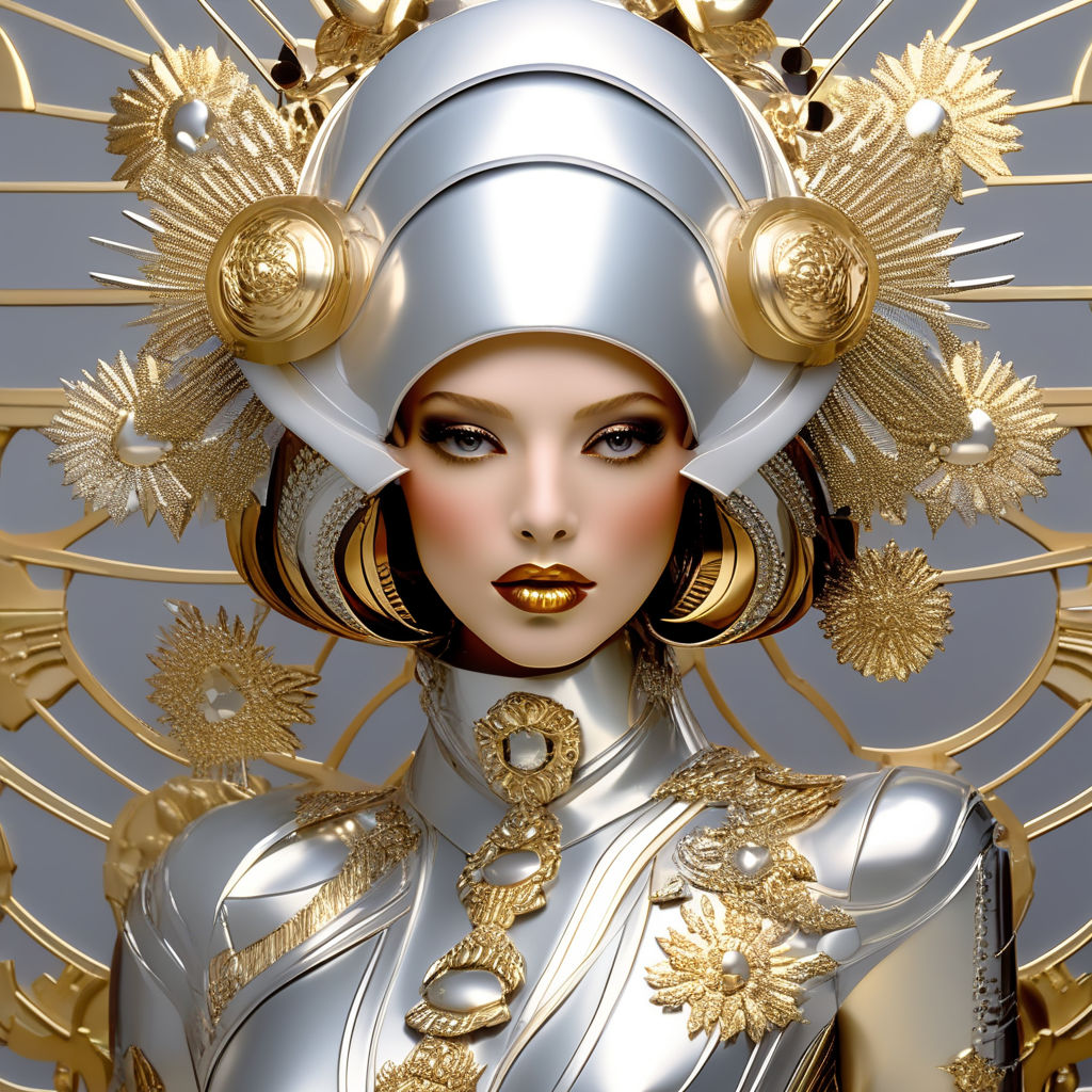 An ultra shiny art deco honey & shiney gold intricate art de... by Ray ...