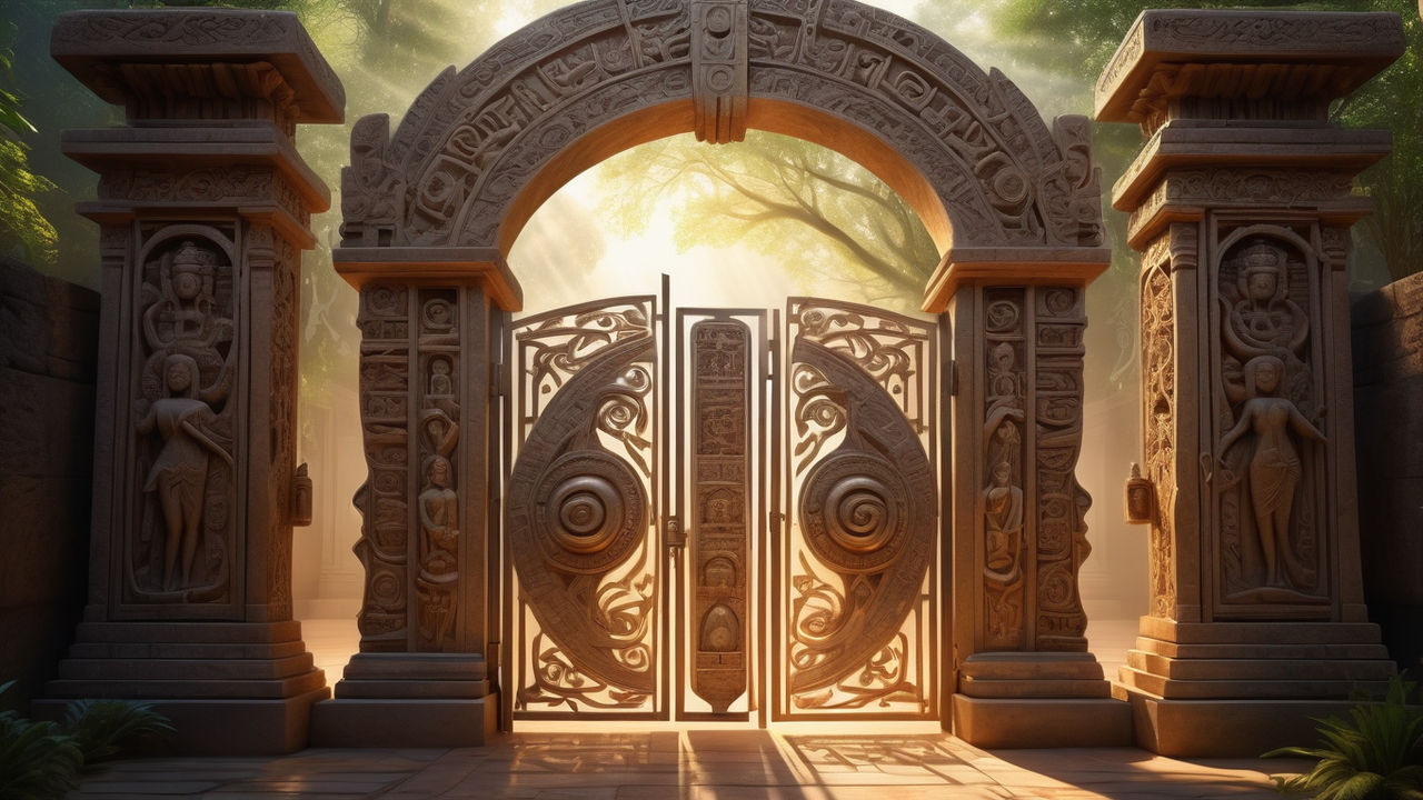Majestic gate with intricate rebirth symbols by Сopper Mountain ...