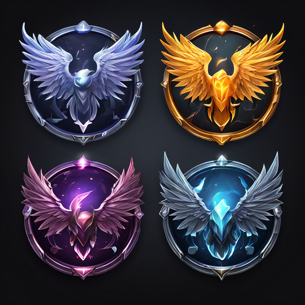 Rank icons for games wings 4k FLAT badge by Motilal Sardar - Playground