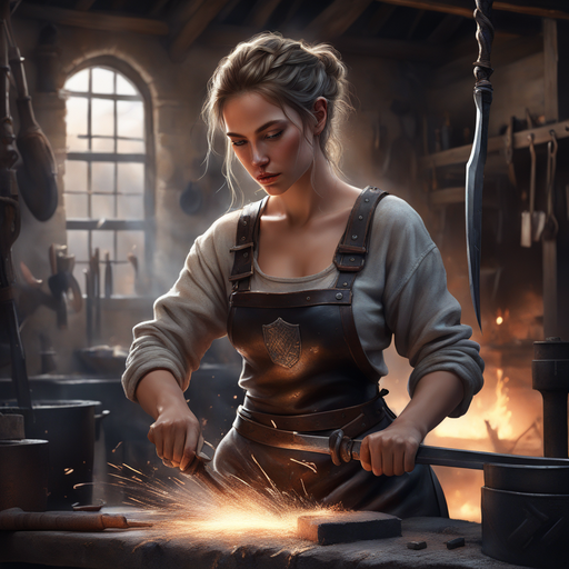Photorealistic digital painting of a 25-year-old blacksmith by sabrina Barth - Playground