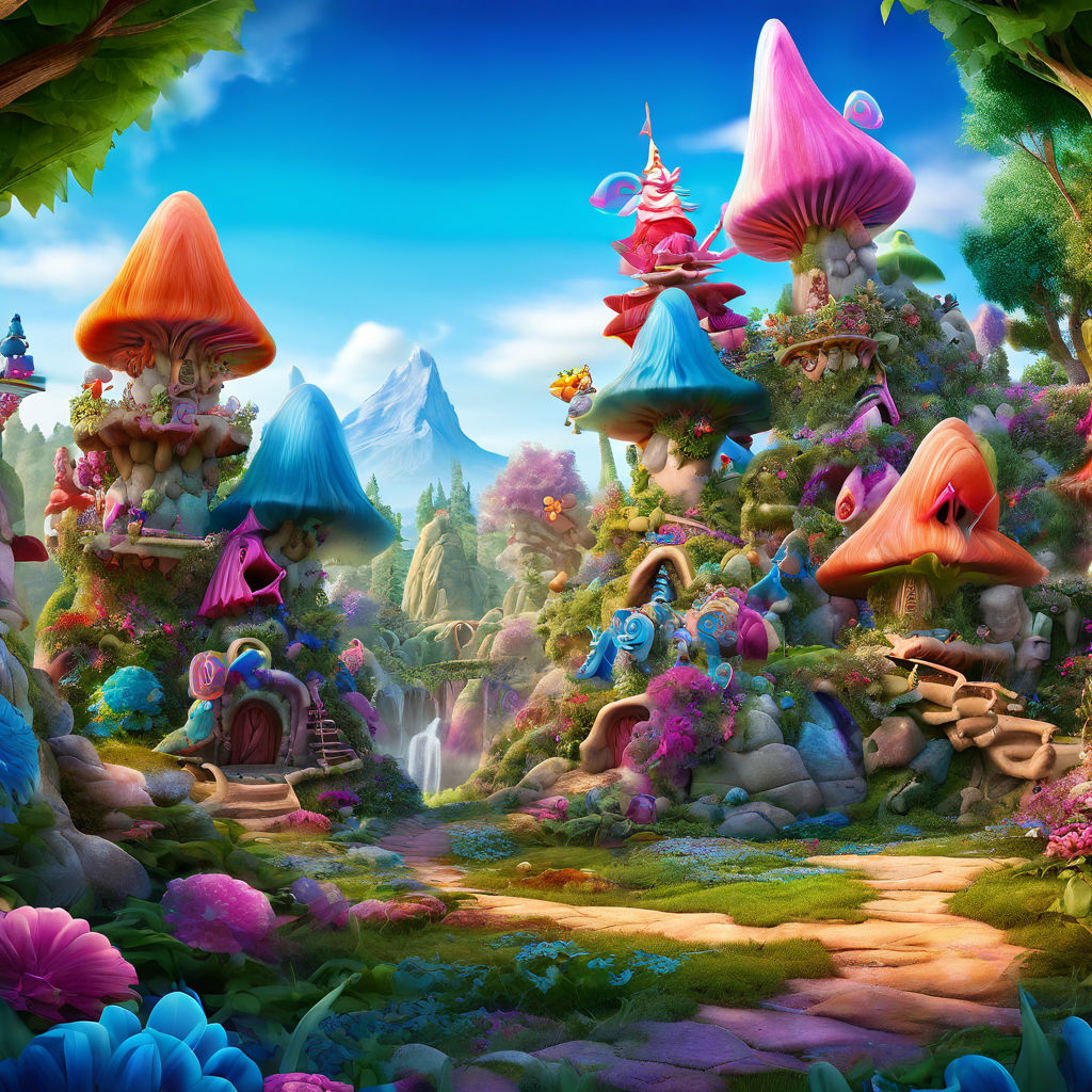 Trolls village replacing the castle from the Disney backgrou... by ...