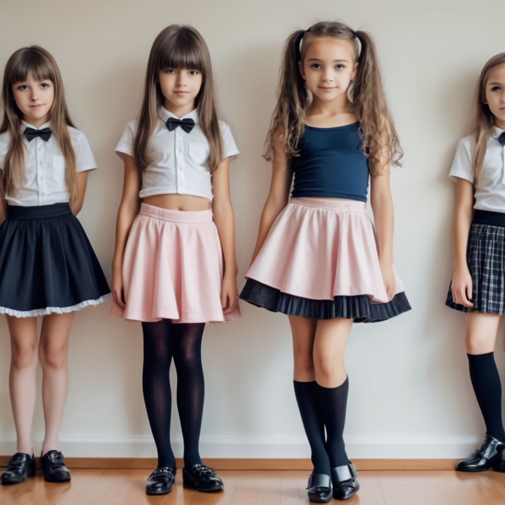 Preteens micro skirts and high heels with stockings and a ti... by Aaron Poonam - Playground