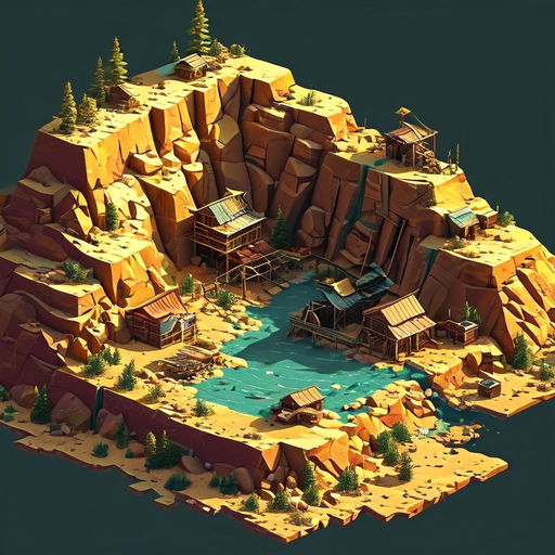 Isometric gold mine with tailings by George Mogollon - Playground