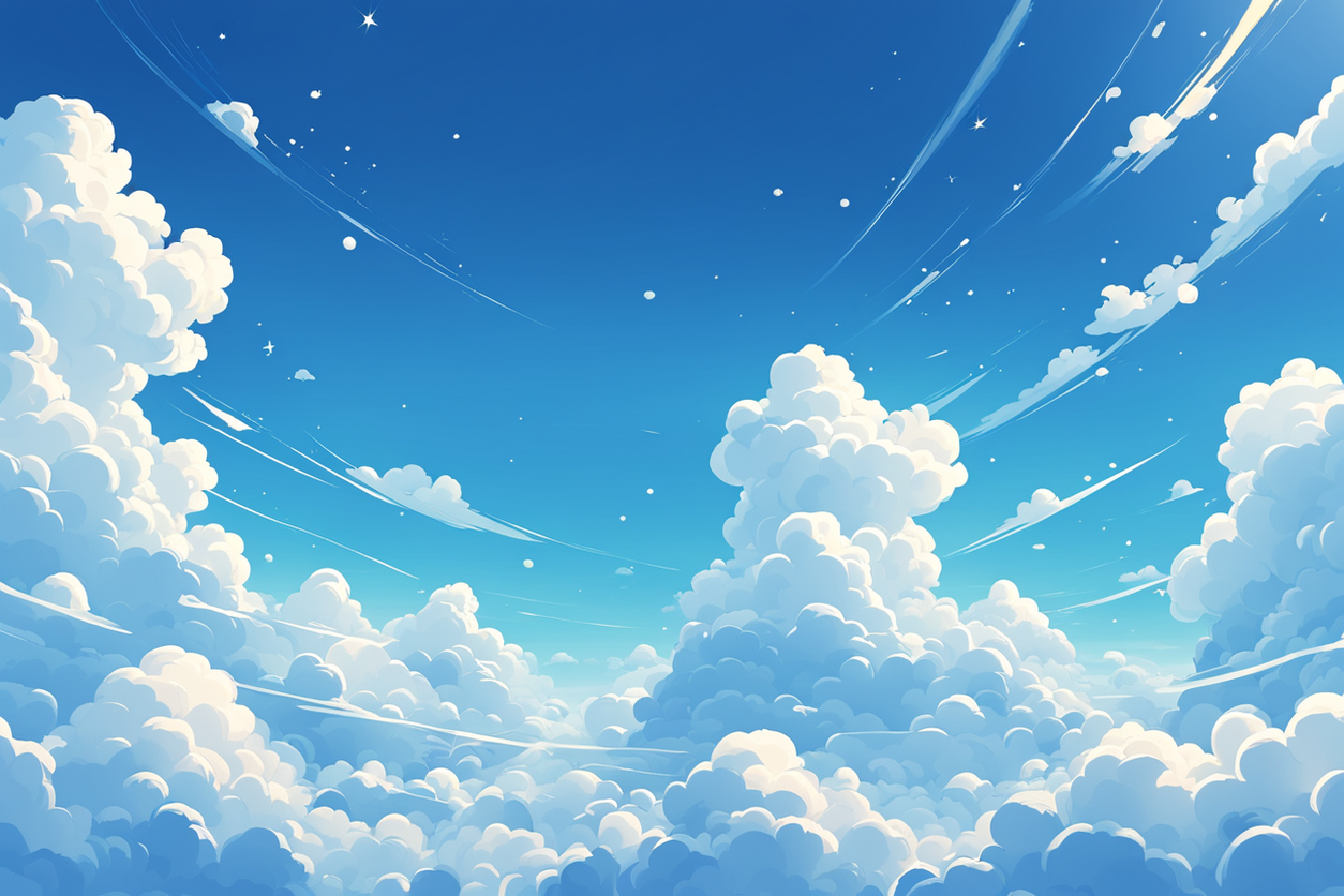 An expansive cartoon-style sky studded with delicate by Rizkan Yazid Ai ...