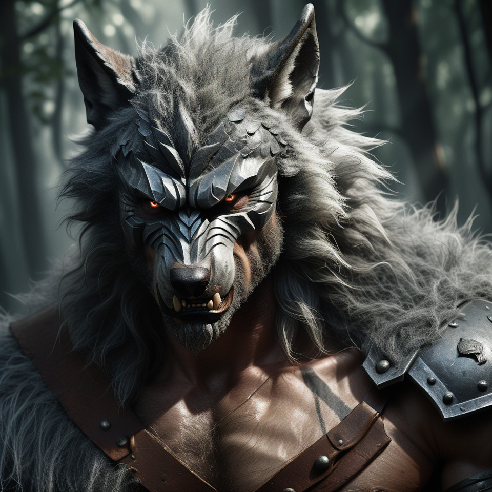 Illustration of a fierce male werewolf barbarian by pedro valentino ...