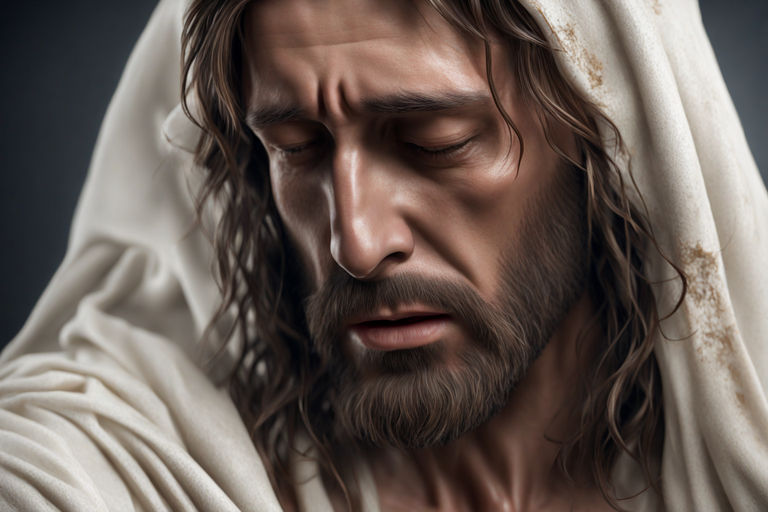 Jesus Christ Sad Head Down Crying Feeling Pain Wearing Stunn... by ...