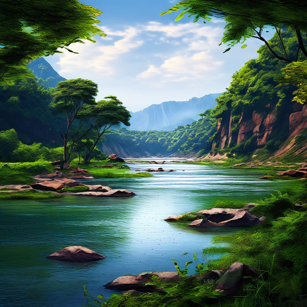 Image Prompt: A serene landscape featuring the sacred Ganges... by ...