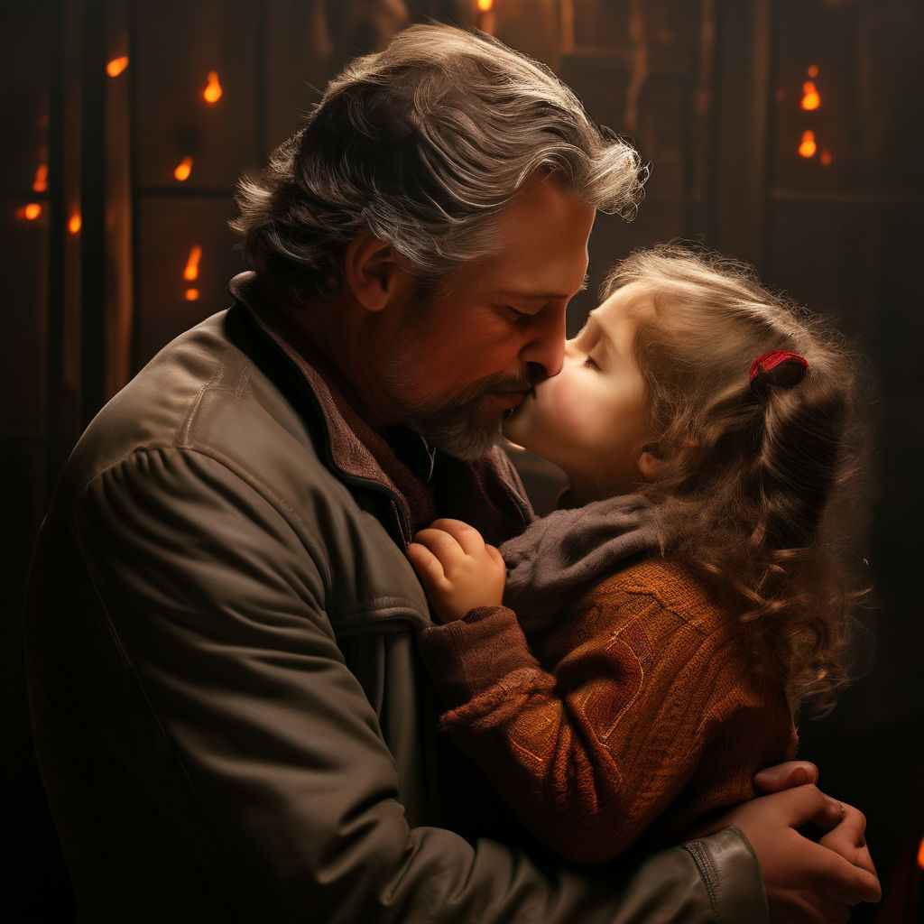 GIRL CHILD KISS DAD by Caly Páez - Playground