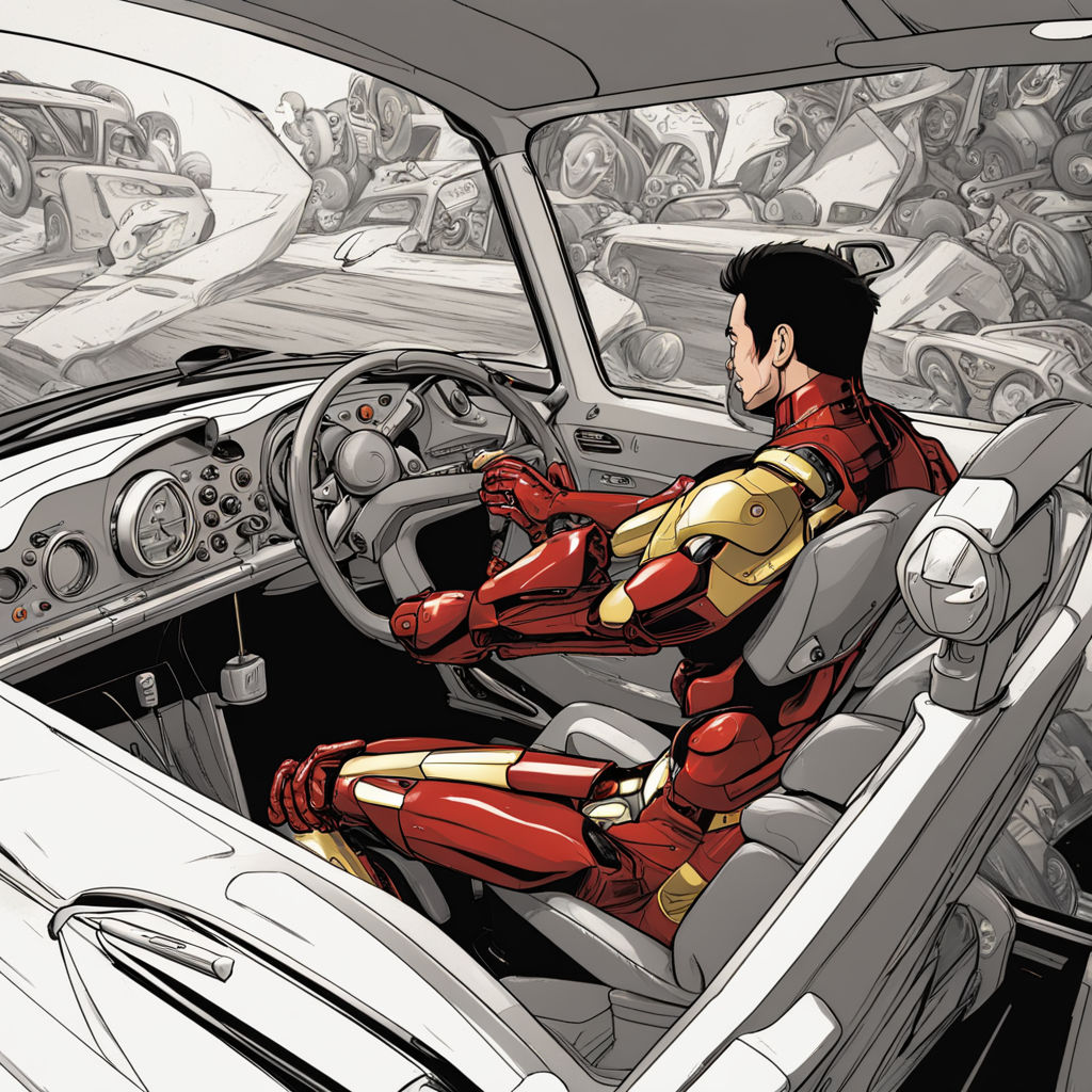 Iron man driving his car inside by Marcus Chan - Playground