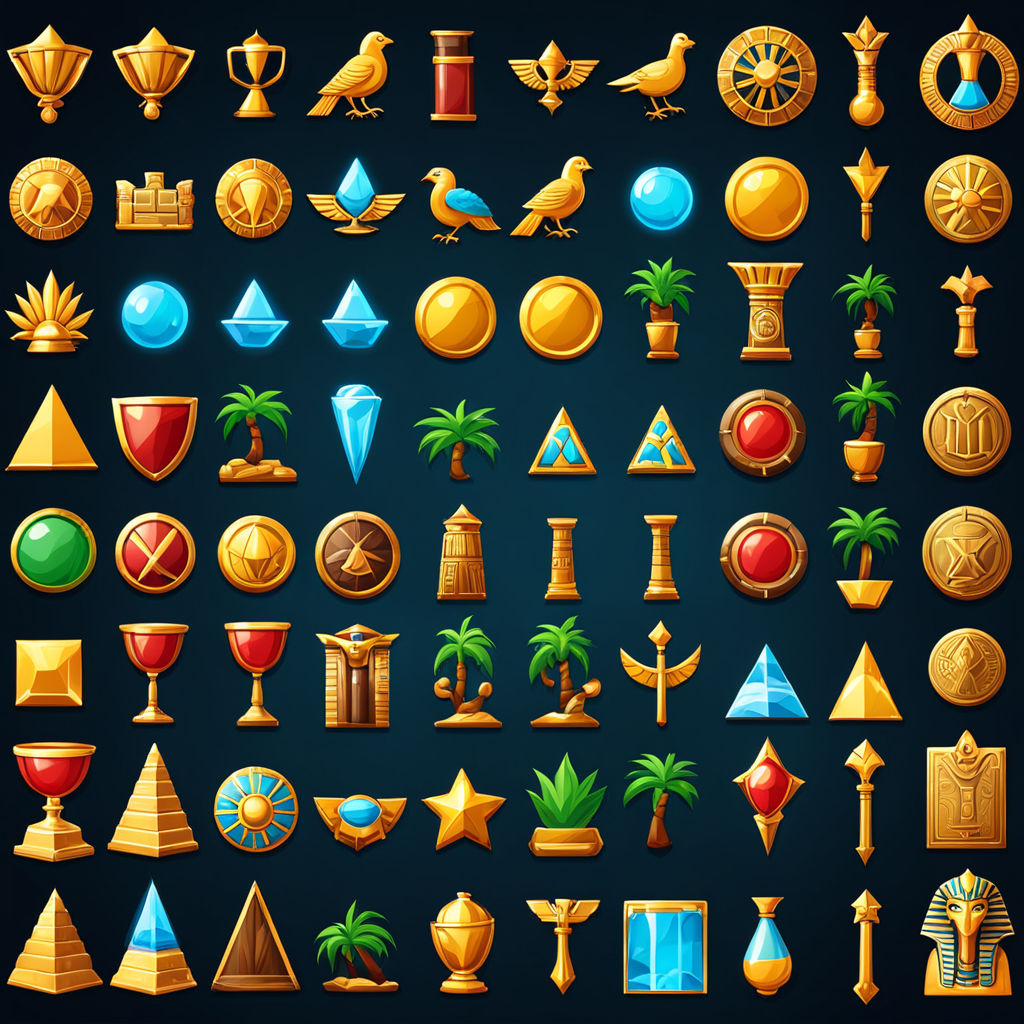 Game icons set hp bar assets sprites ancient egypt themed by Алексей ...