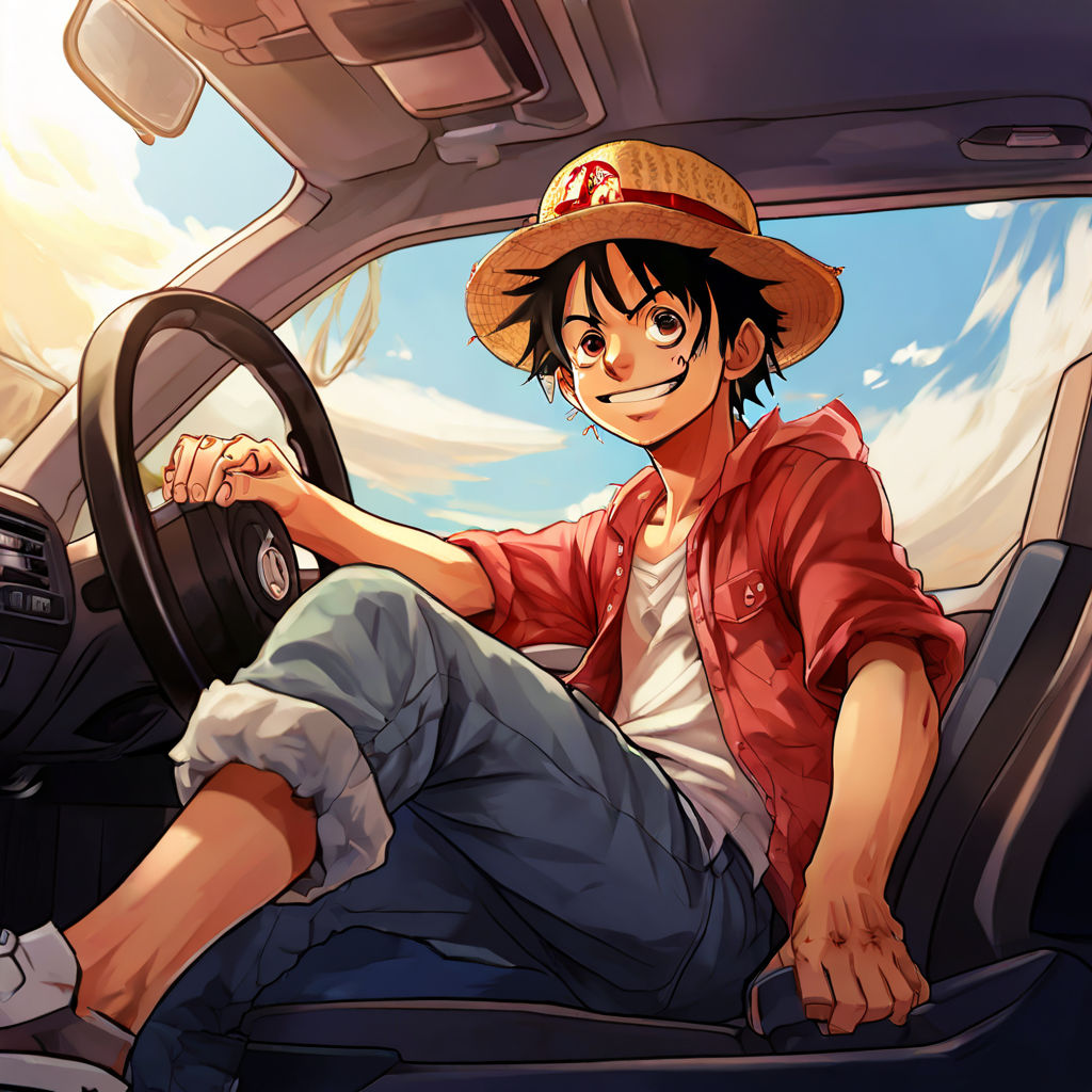 Luffy from one piece driving a car by Петр Михайлов - Playground