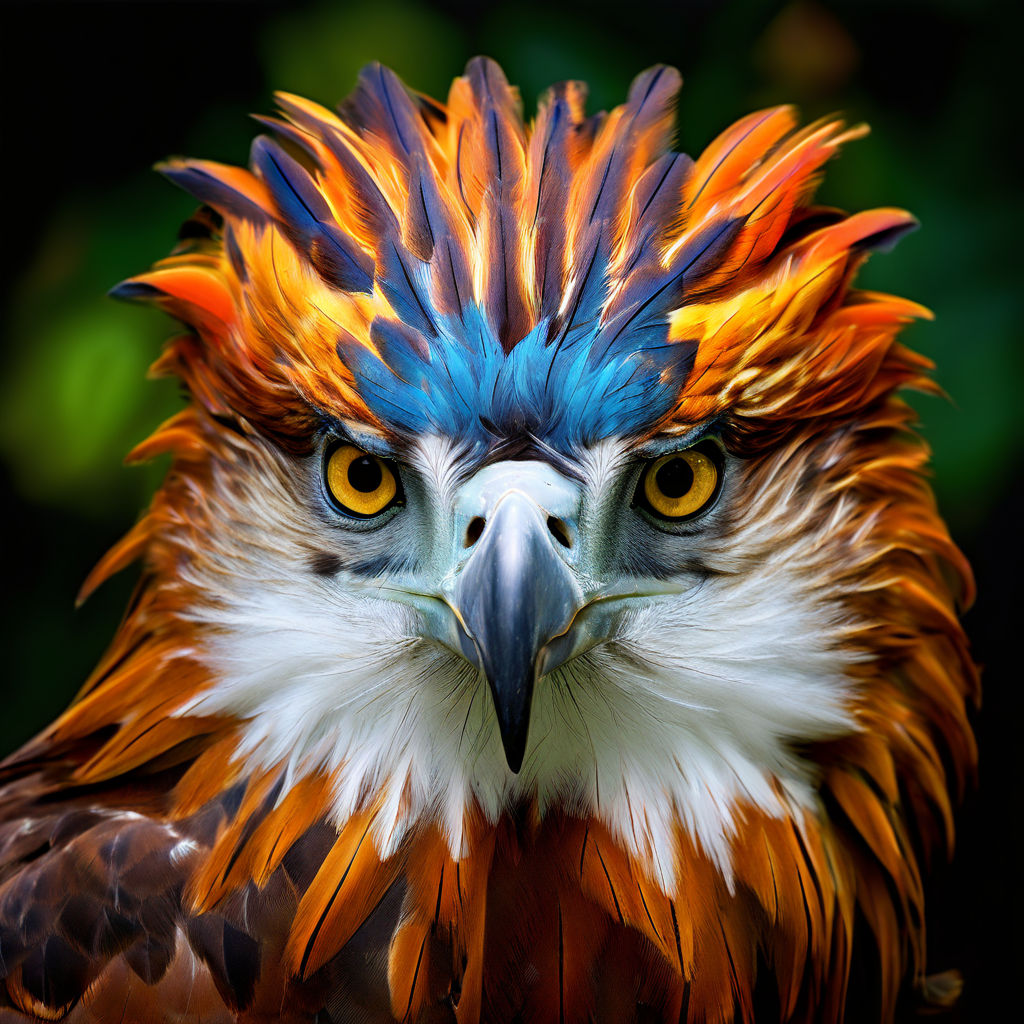 Colorful Philippine eagle's head by Mark Ryden Suello - Playground