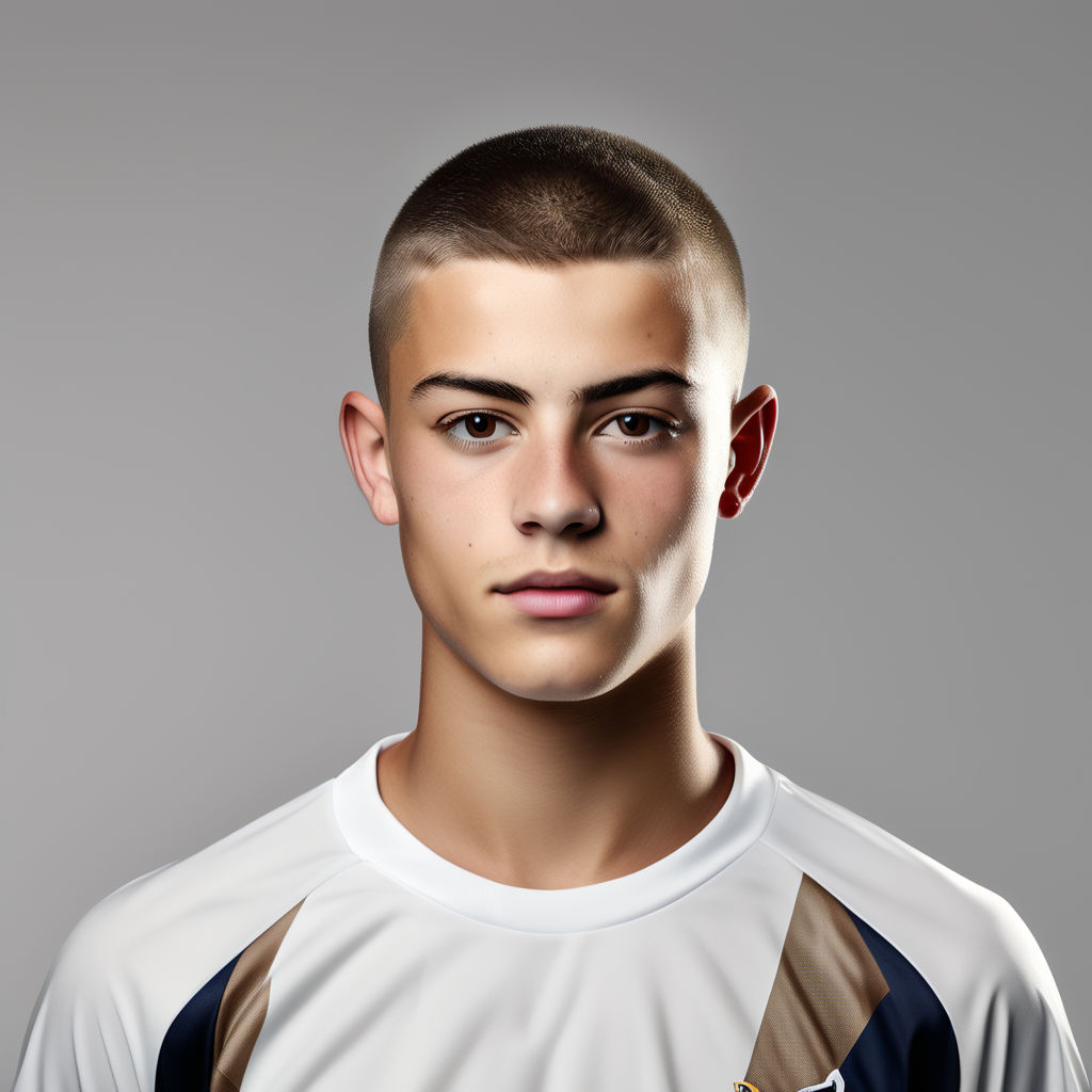 Establishing portrait of 16 yo french man with buzz cut as a... by Hugo ...