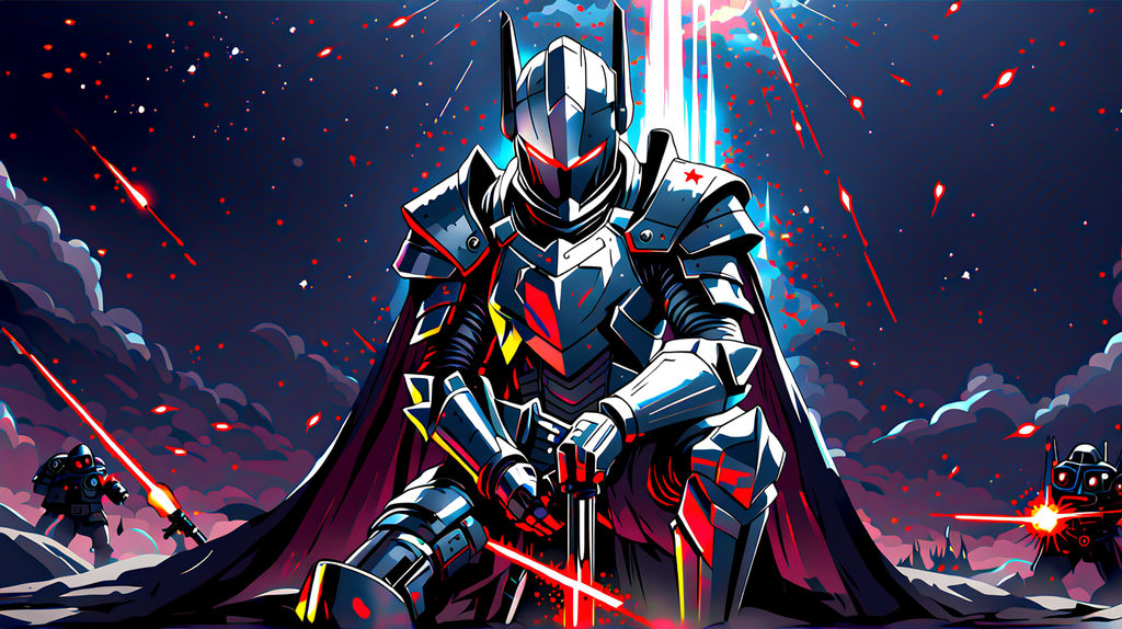 The bloody star knight knelt down by DarkQ Art - Playground