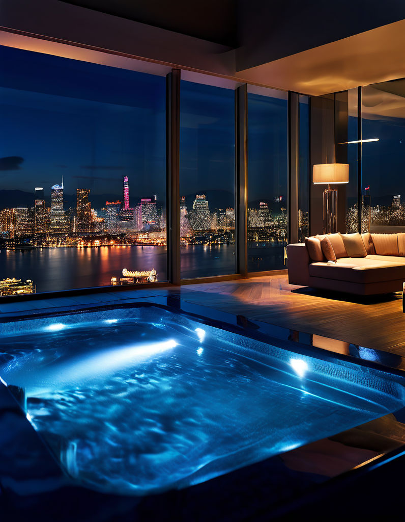 A luxurious jacuzzi in an upscale penthouse setting by Paul Stewx ...