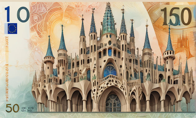 Euro banknote design in style of gaudi architecture by Shevchenko ...