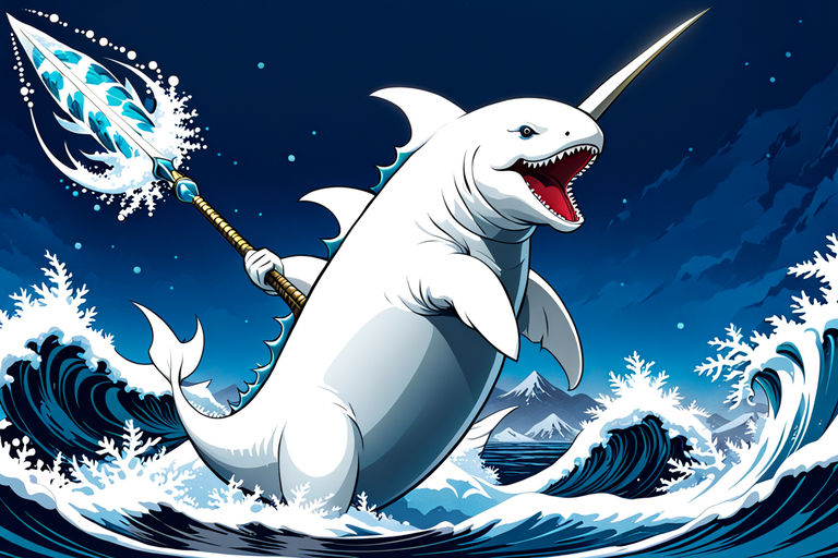 A White narwal-Bake-kujira hybrid by Rodolfo Demétrio - Playground