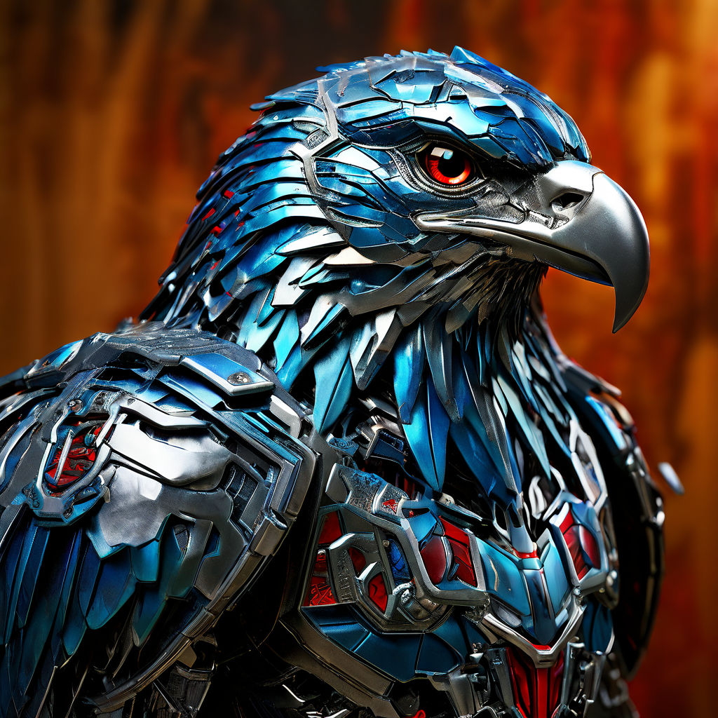 The eagle has a metal head shield from the Transformers movi... by ...