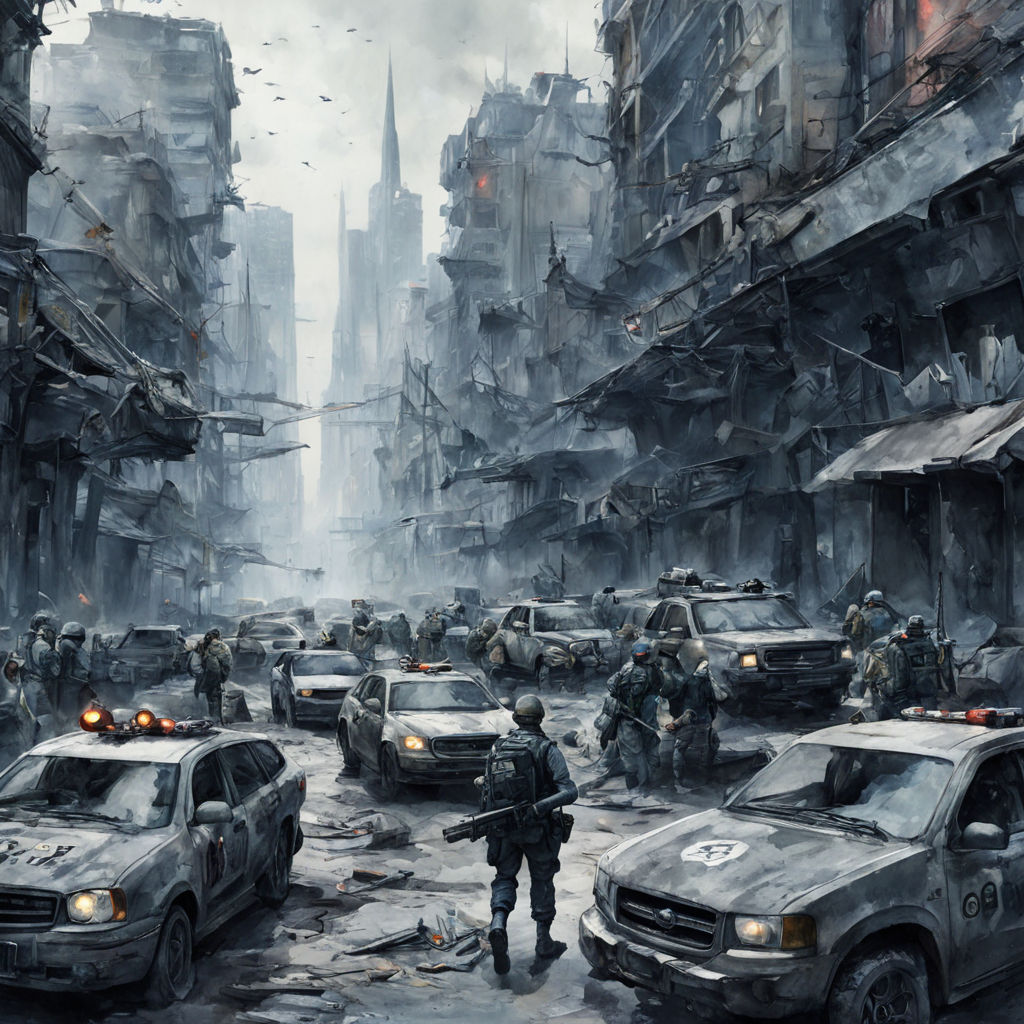 Watercolor depiction of an apocalyptic zombie city by Артём Яковлев ...