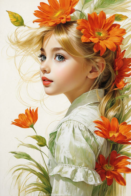 A sketch of a beautiful 12-year-old girl with expressive big... by ...