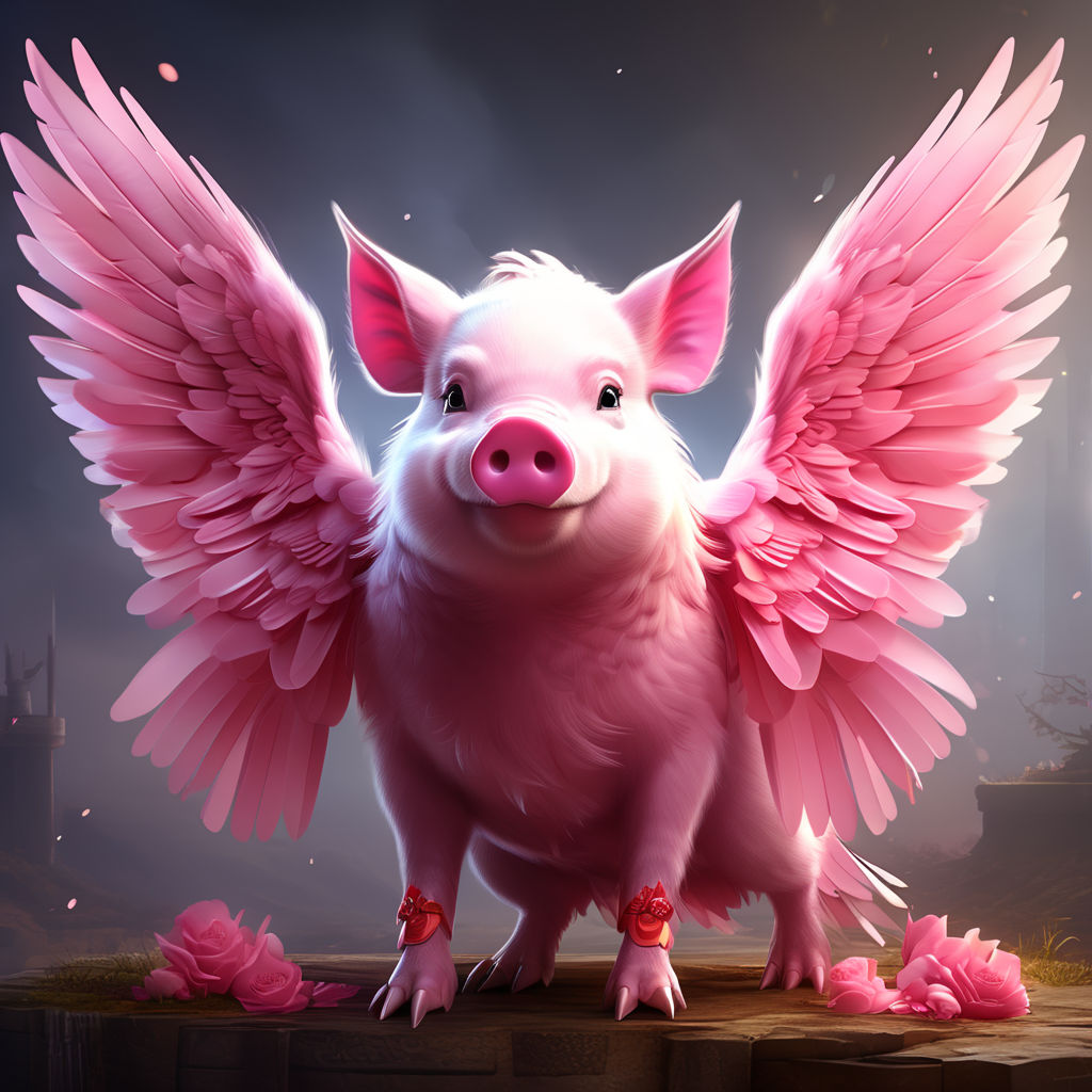 Please draw a pink pig with long wings by SHENGHUNG TSAI - Playground