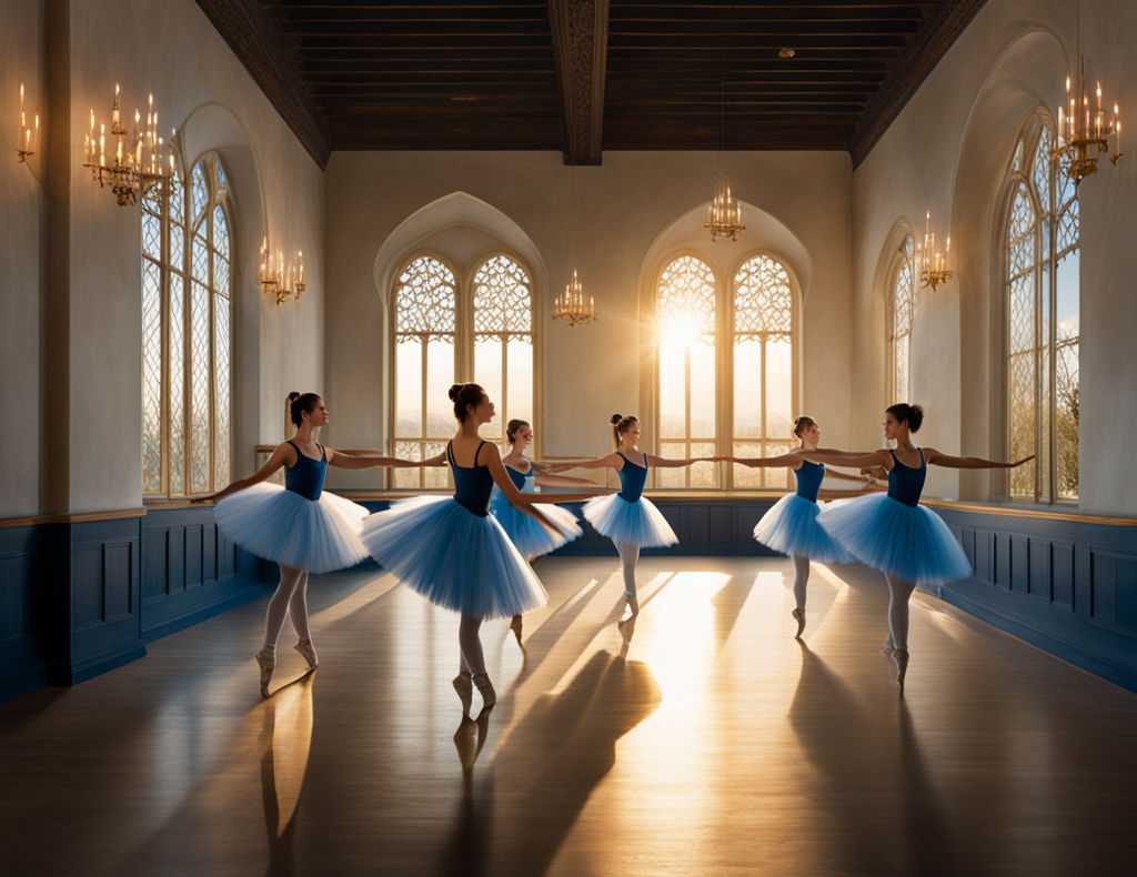 Ballet practice with girls aligning in perfect posture insid... by 박수민 ...