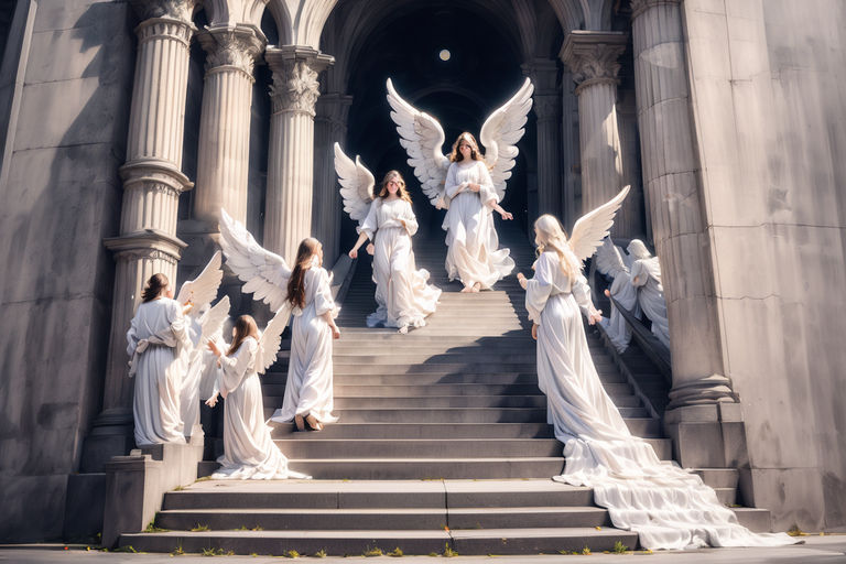 Angels on a concrete staircase going straight to heaven by Limbert ...