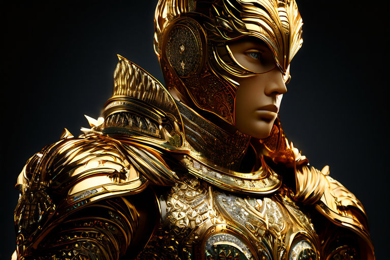 A stunningly detailed digital avatar adorned in glistening g... by ...