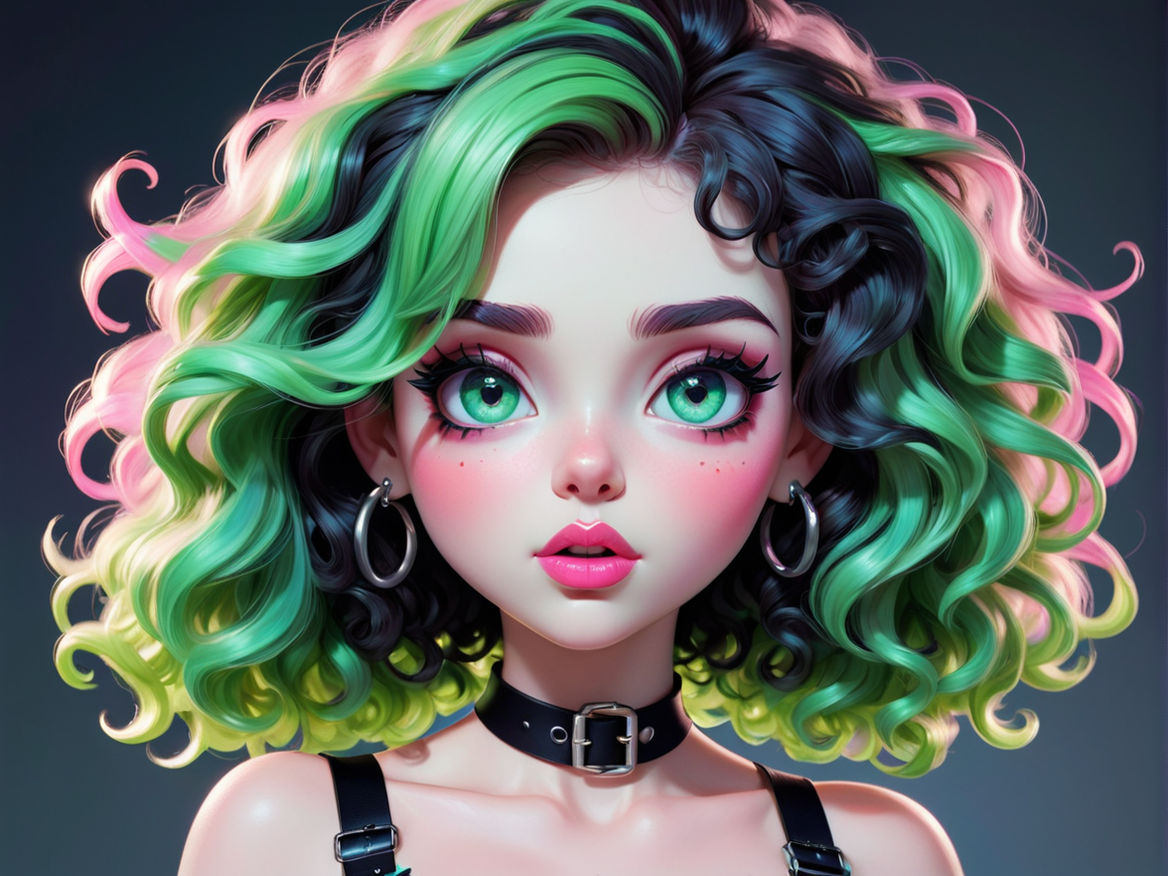 The image shows a stylized character with expressive feature... by Maria Flaviane - Playground