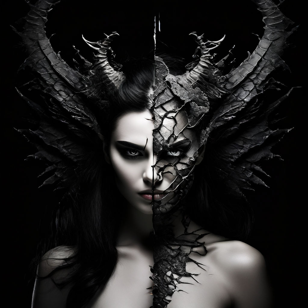 Halv Engel Halv Demon Ansikt Tatovering