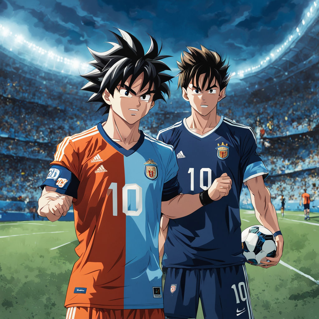 Goku and Lionel Messi standing side by side by Juan Cruz Alonso ...