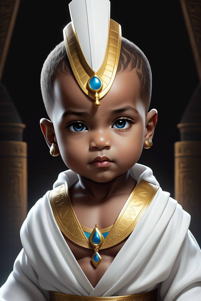 A muscular baby pharaoh prince osiris wearing a white robe by james ...