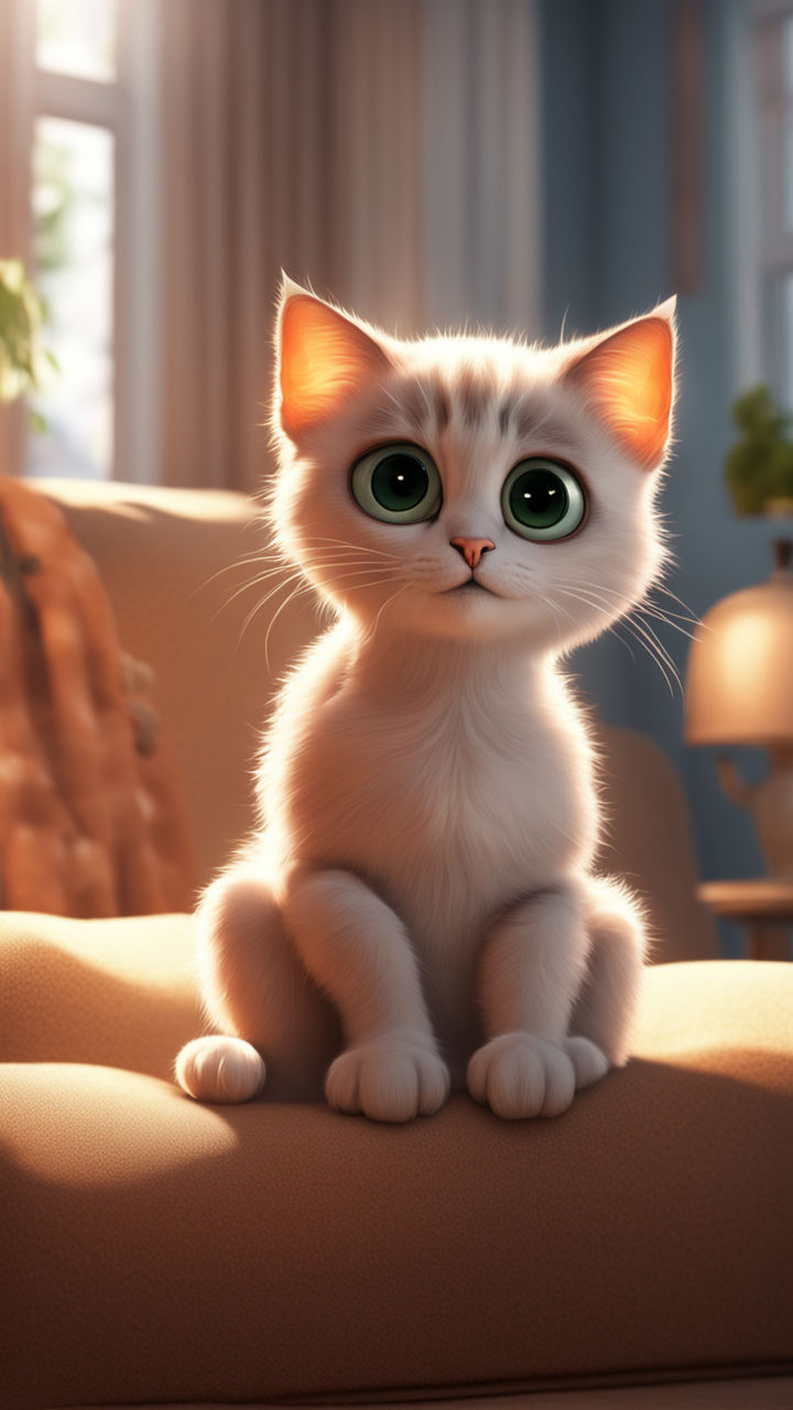 Pixar-style animated cute cat with large by tong yang - Playground