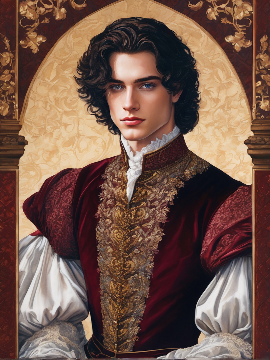 Watercolor portrait of a 20-year-old nobleman from Tudor per... by ...