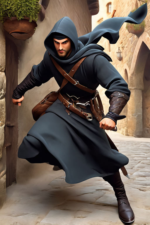 Portrait of a medieval thief stealing someone's purse dynami... by ...