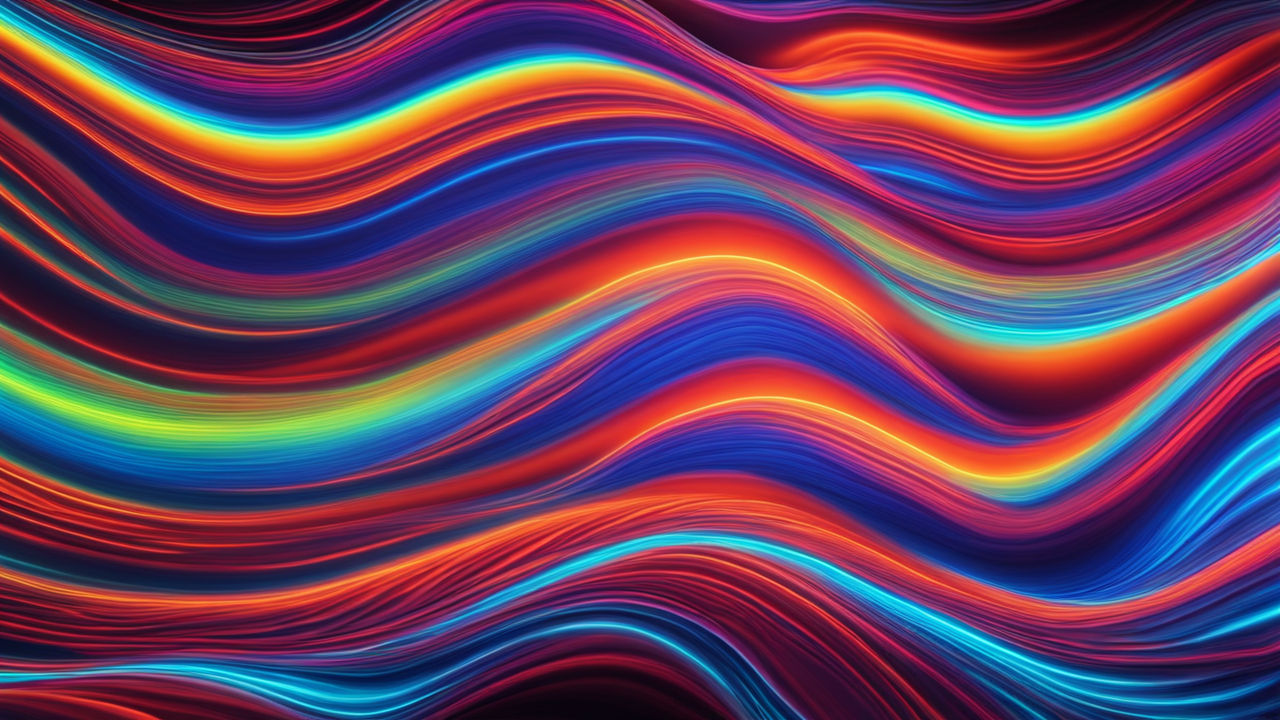 Neon light wave pattern undulating across an abstract wallpa... by ...
