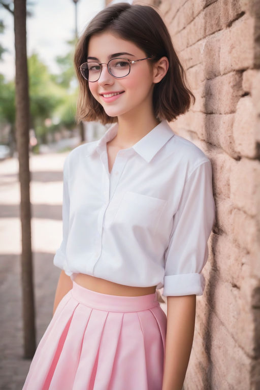 One attractive cute brunette 14 year-old teenage girl with a... by Dan ...