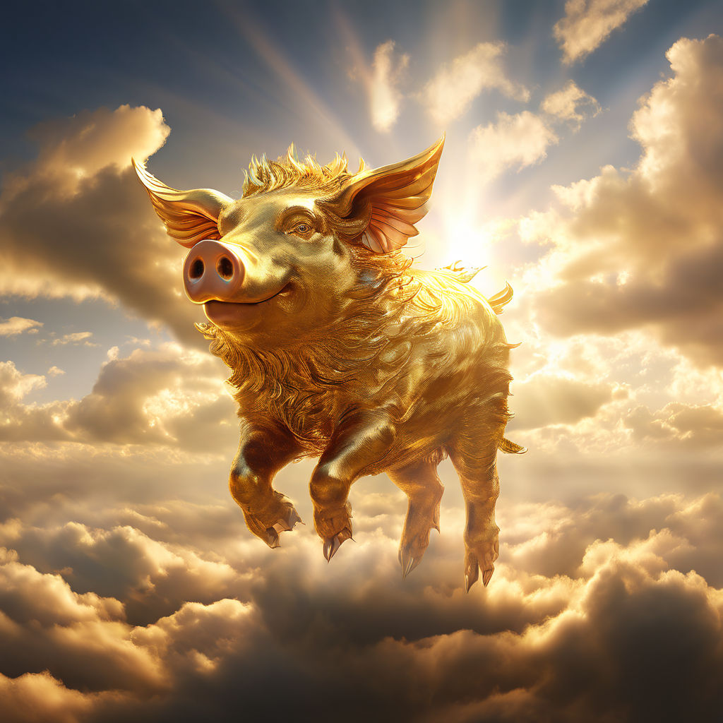 An aspirational concept art of a colossal golden pig by t. Gkatzias ...