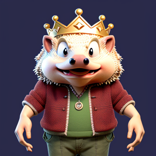 Anthropomorphic hedge hog king by Danno Welty - Playground