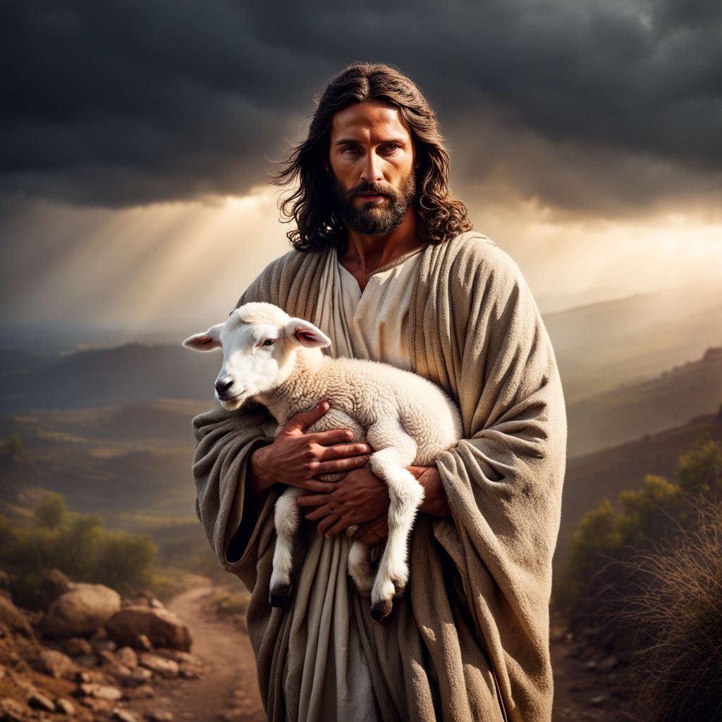Jesus Christ carries and hugs a lost and wounded lamb by 5w4ndz ...