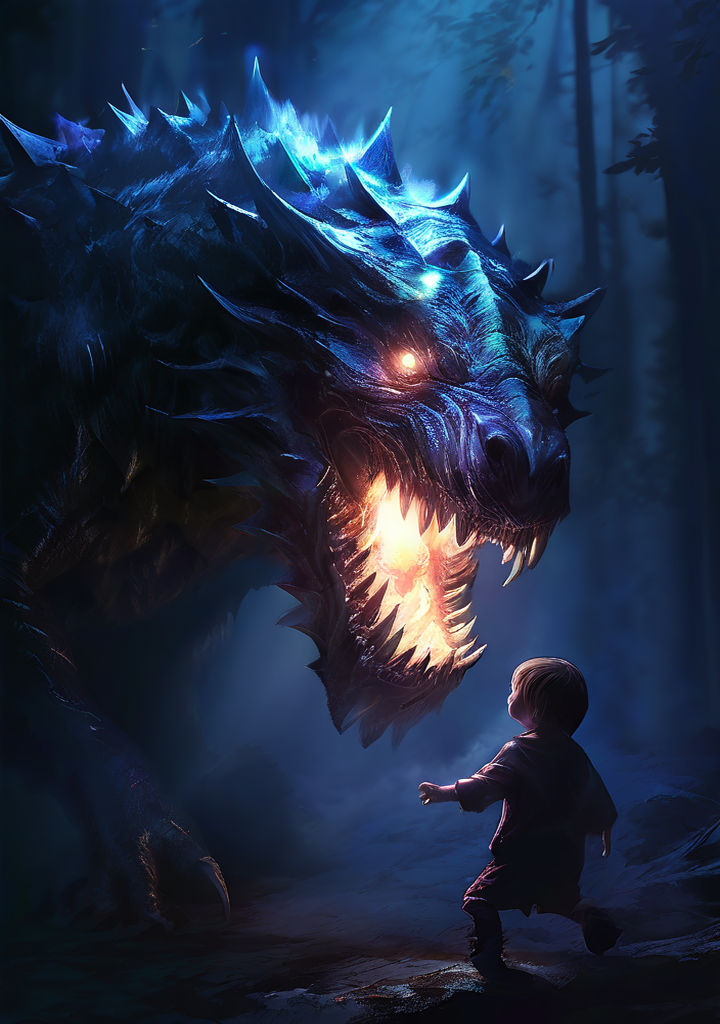 A massive creature with razor-sharp fangs lying on its side by Mustapha ...