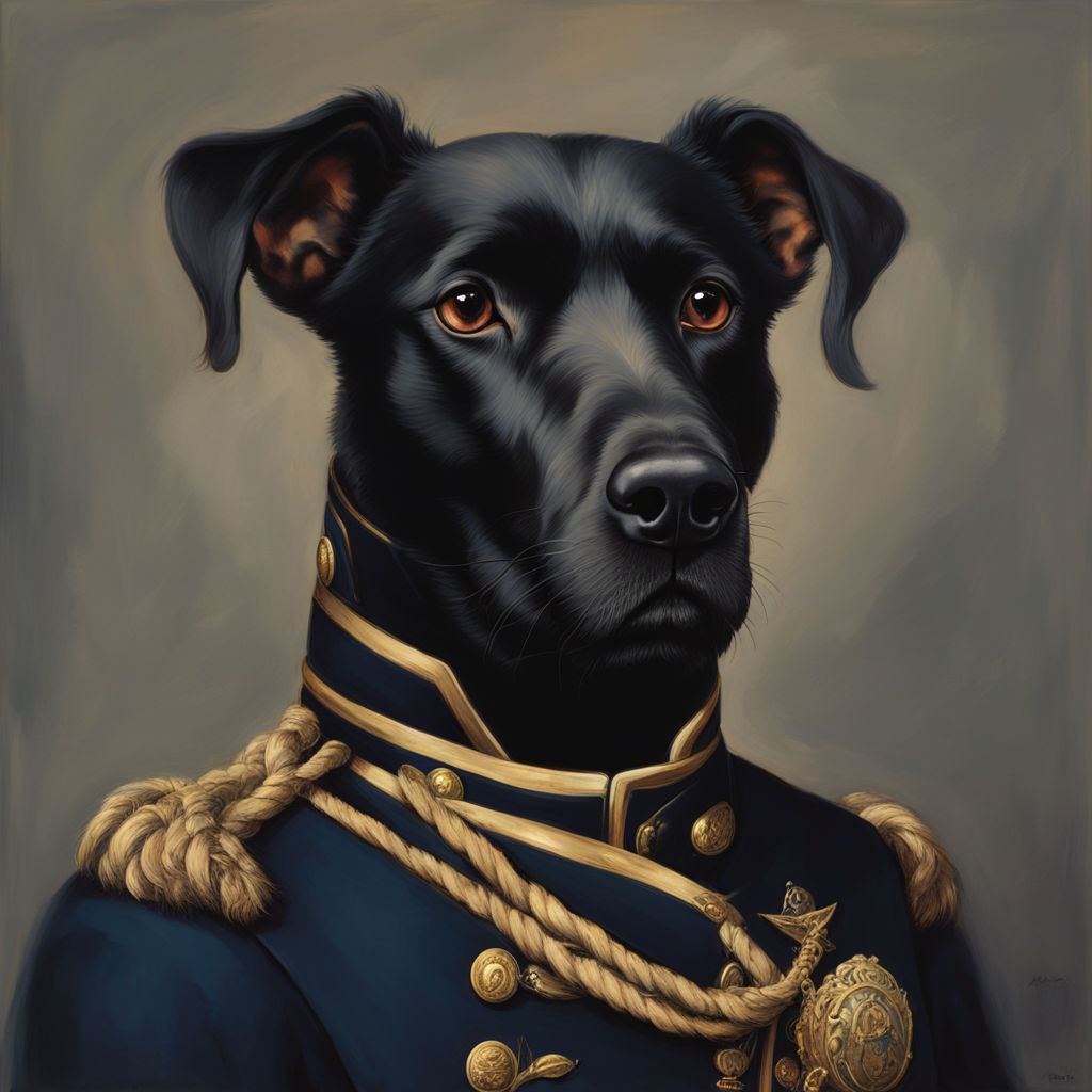 Caravaggio style an elegant anthropomorphic black dog man by Guillermo ...