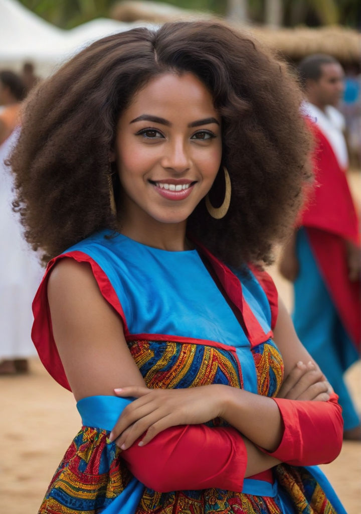 A young Afro-Dominican Black woman with dark skin. Her Afric... by ...