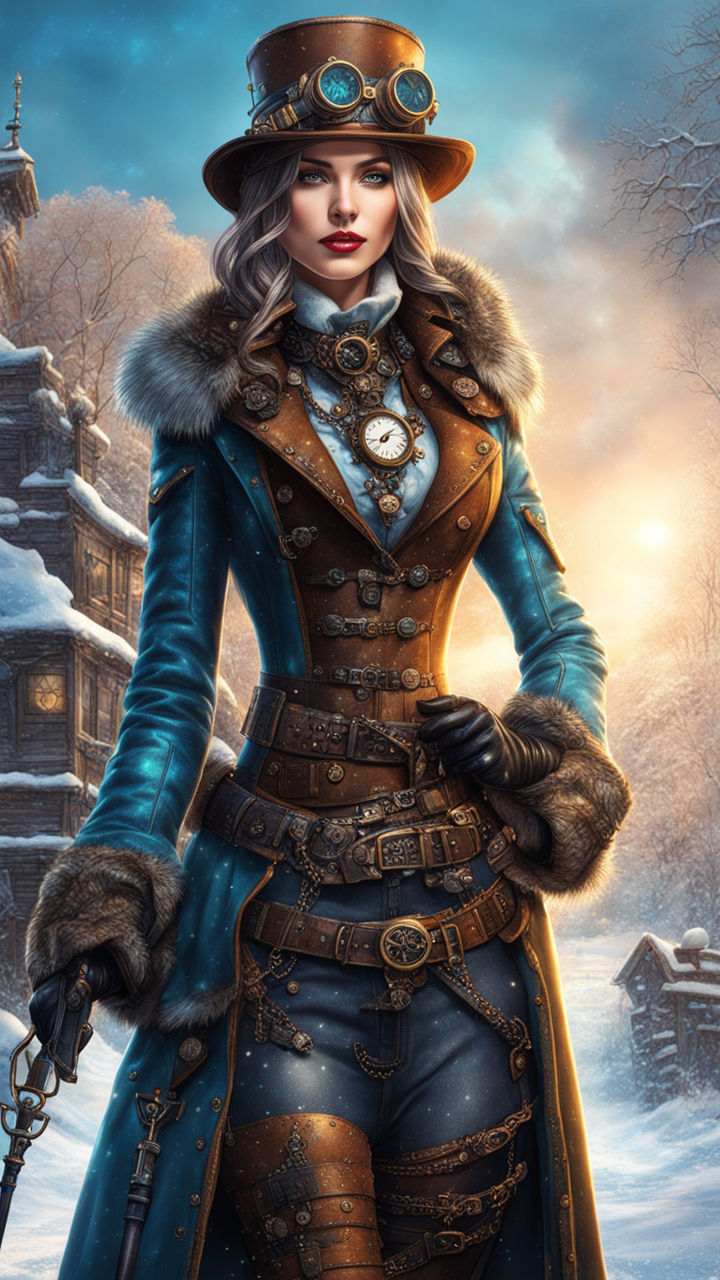 Steampunk young winter woman by Andrea Brede-Lotz - Playground