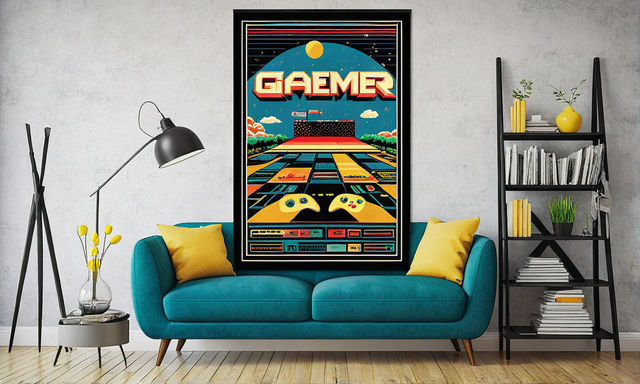 Retro gamer kids big poster graphic painting by Hakan Çelebi - Playground