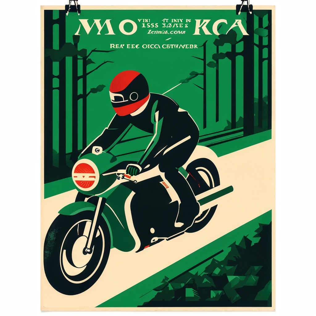 A vintage-style advertisement poster features a dynamic illu... by ...