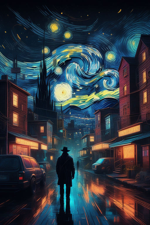 Starry Night reimagined as a cyberpunk masterpiece by 吴哈欢 - Playground